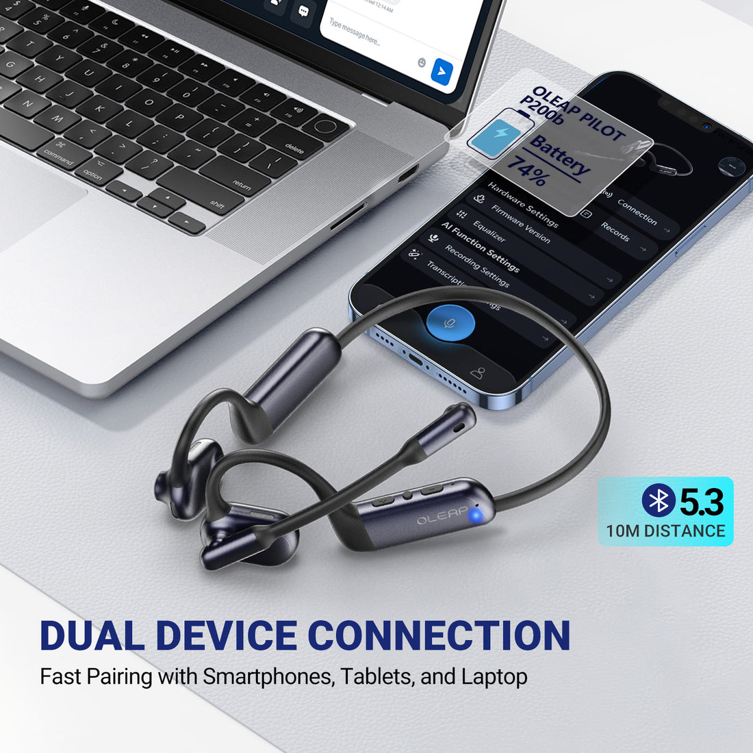 Oleap Pilot: Open-Ear Business Headset with Mic & ENC
